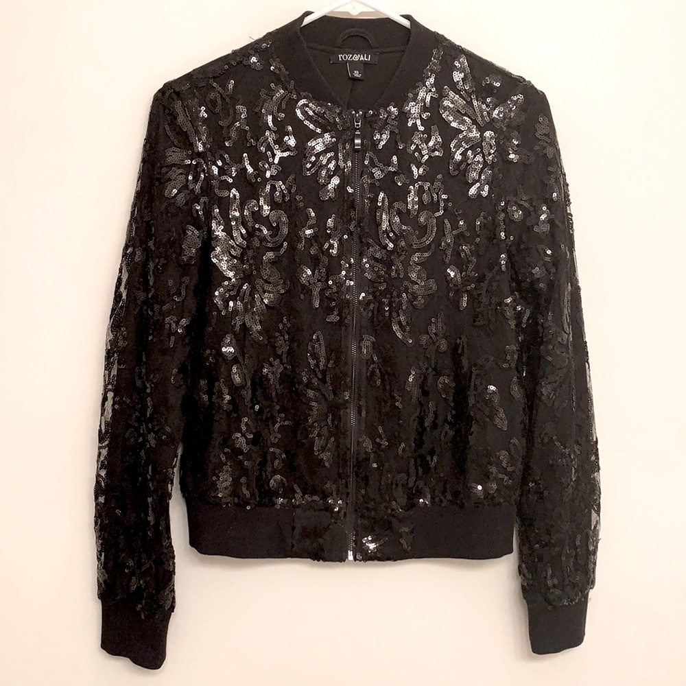 Gorgeous Black Sequin Bomber Jacket - Gem